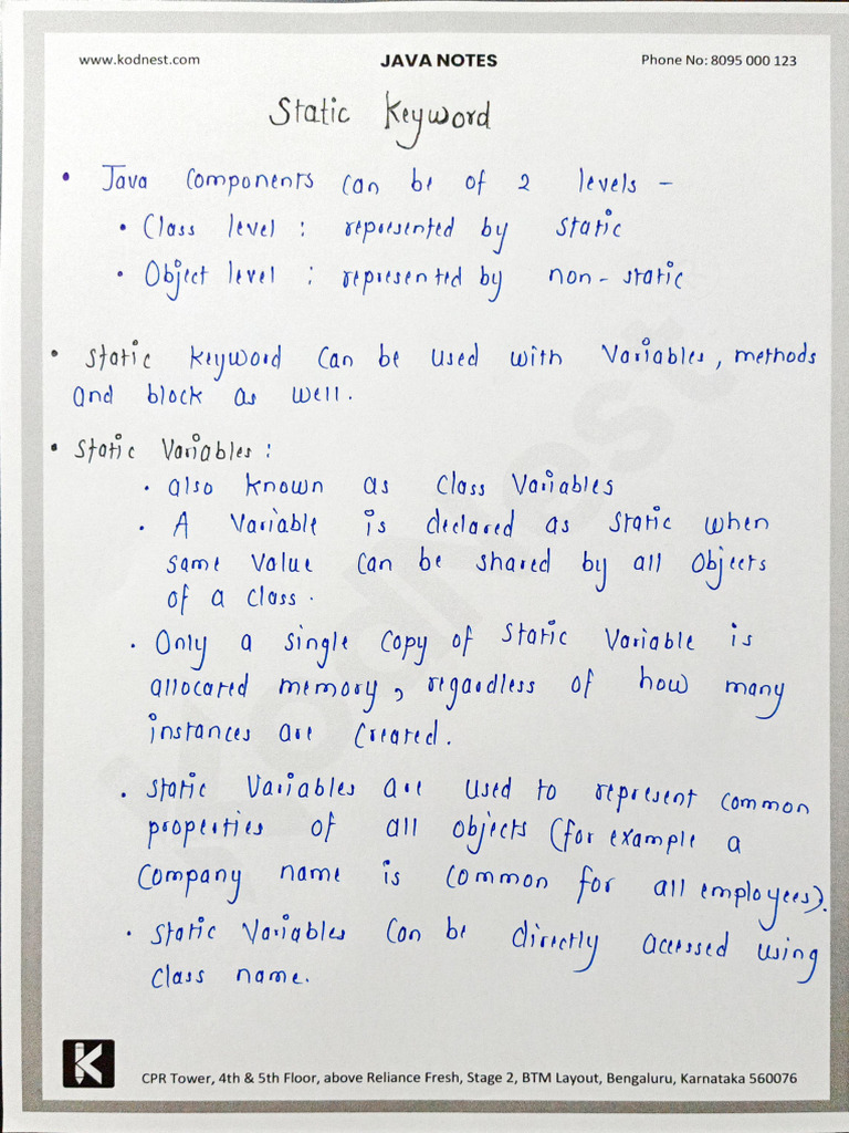 2697627-Static Keyword in Java | PDF