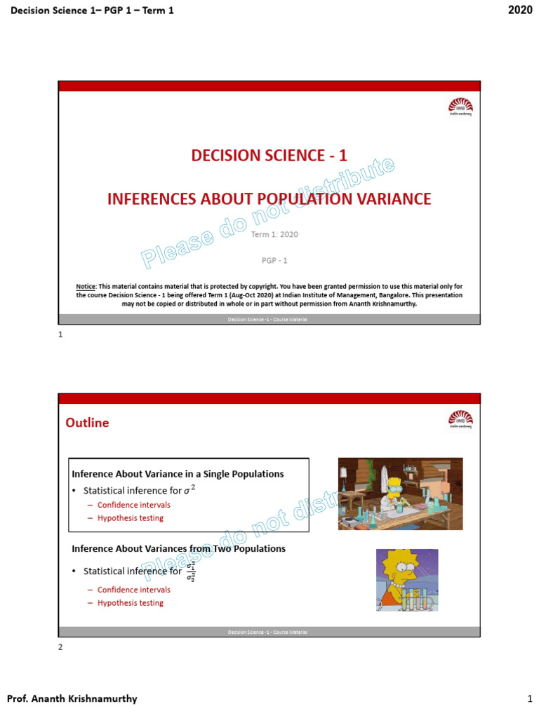 Topic 05c - Inference About Population Variance | PDF | P Value | Statistics