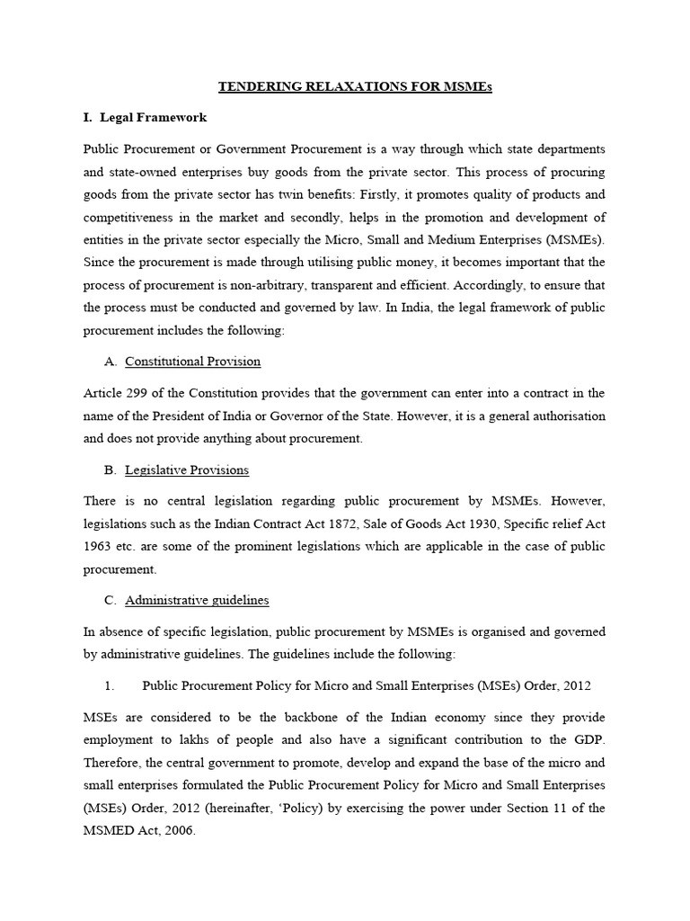 Tendering Relaxation For Msme | PDF | Procurement | Small And Medium Sized Enterprises