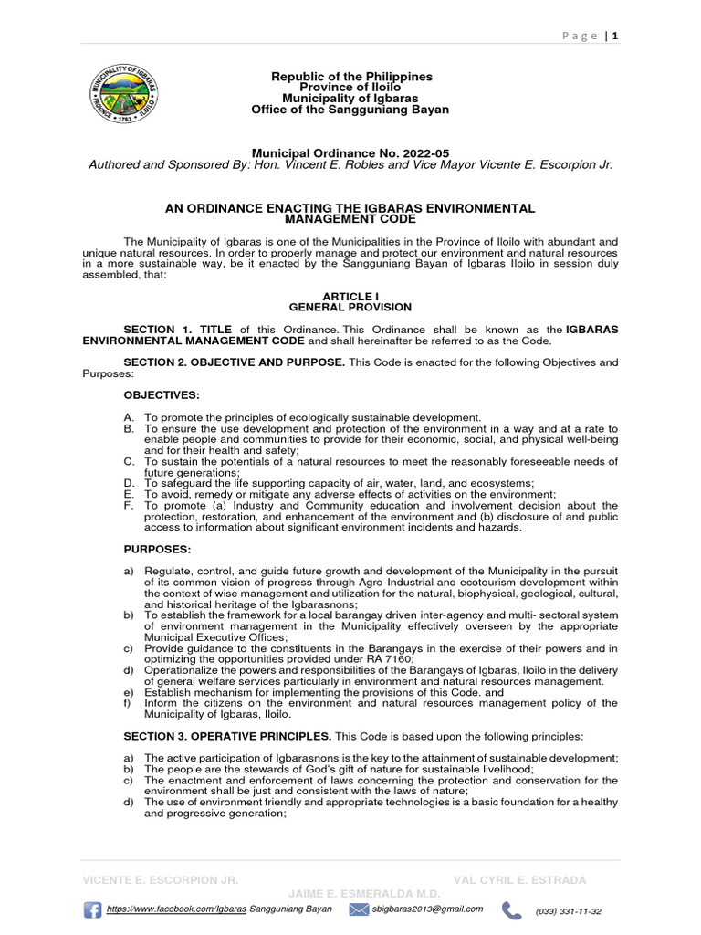 Igbaras Environmental Management Code | PDF | Forestry | Sustainability