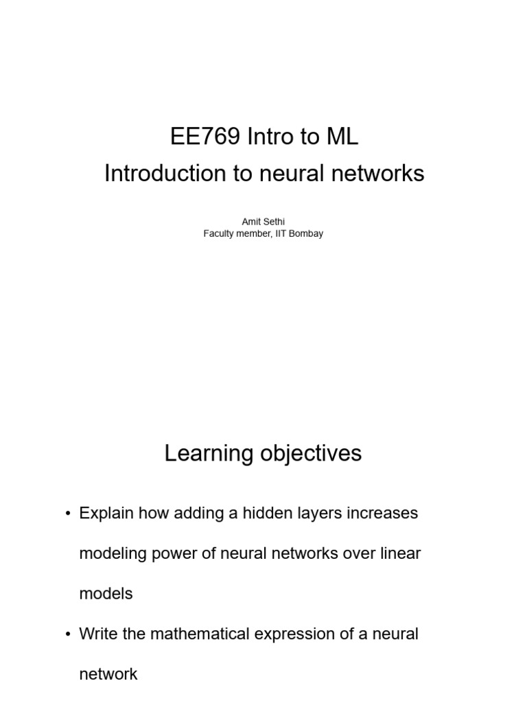 EE769 7 Introduction To Neural Networks | PDF | Artificial Neural Network | Derivative