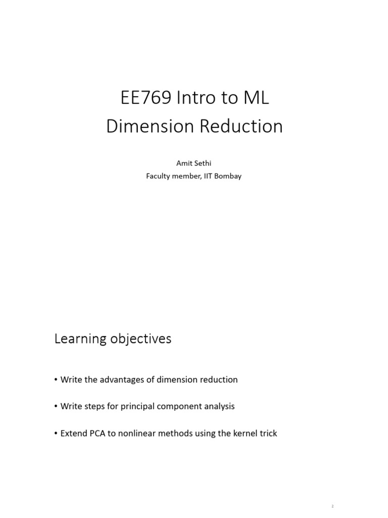 EE769-11 Dimension Reduction | PDF | Artificial Intelligence | Intelligence (AI) & Semantics