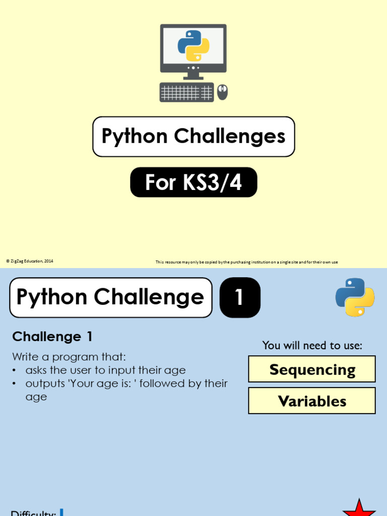 Python Challenges for KS3/4 Students | PDF | Length | String (Computer ...