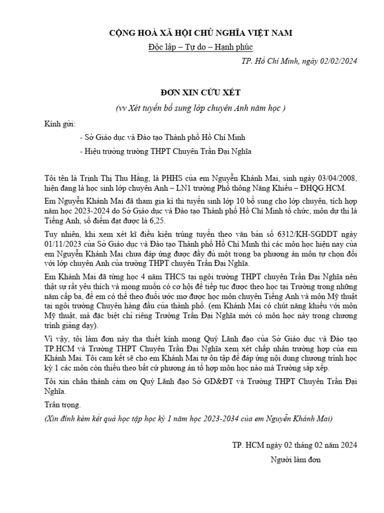 BM03 Huong Dan Viet Don Cuu Xet | PDF