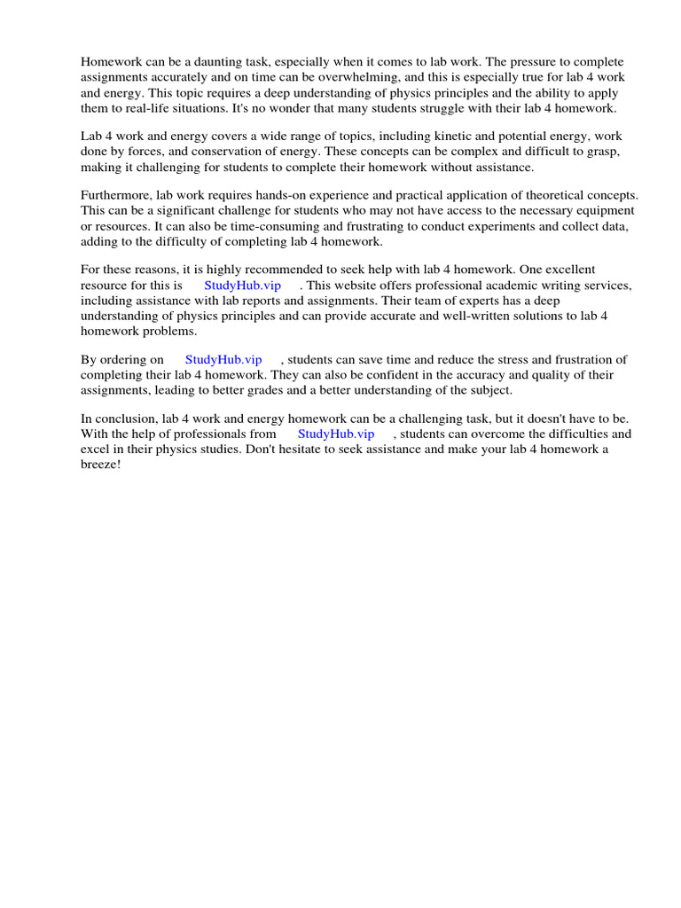 Homework For Lab 4 Work and Energy | PDF | Homework | Force
