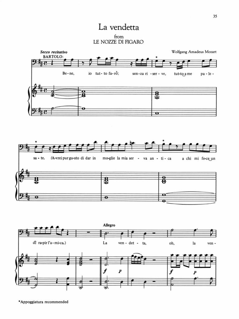 La Vendetta (Le Nozze Di Figaro) | PDF