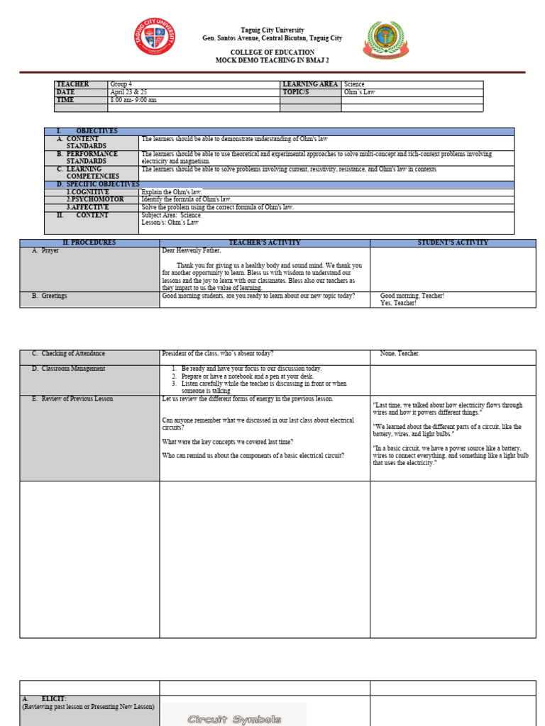 Demo Teaching Ohms Law Bmaj2 | Download Free PDF | Electrical ...