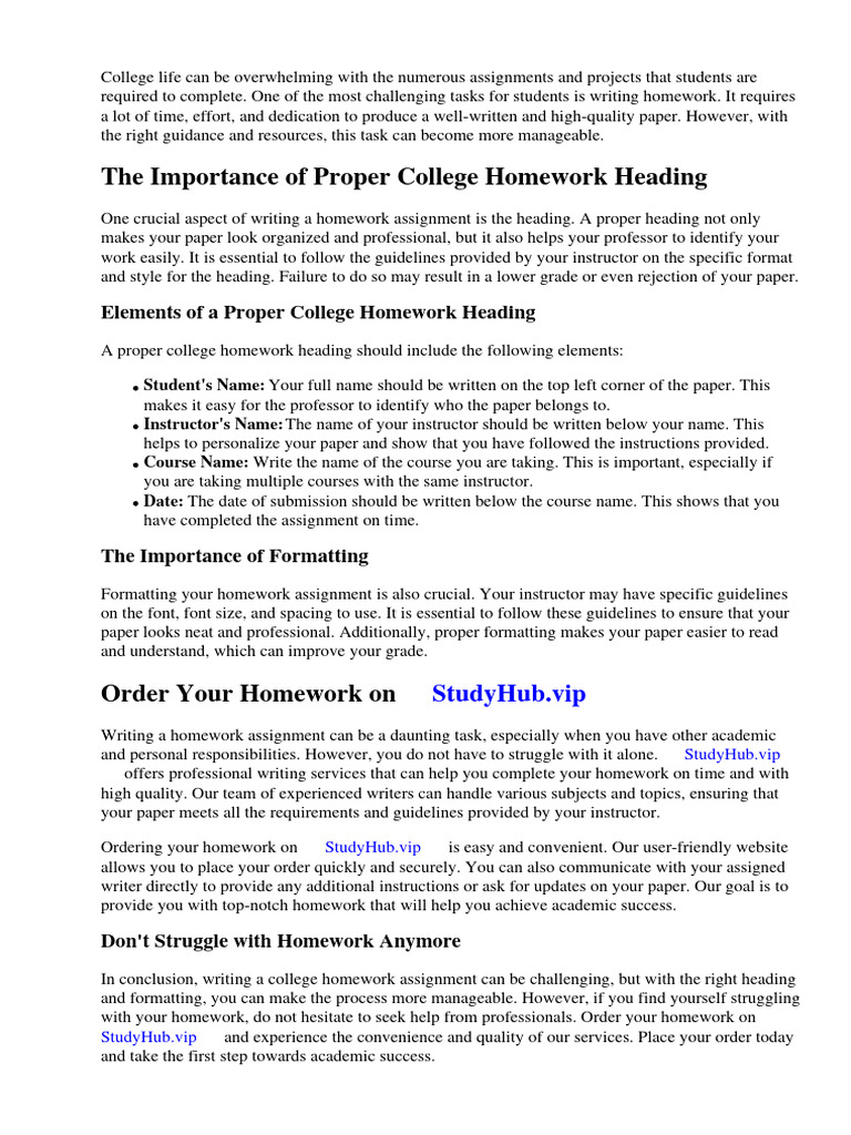 Proper College Homework Heading | PDF | Shock (Circulatory) | Homework