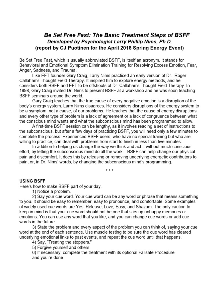 BSFF Basic Protocol For SEE Conference | PDF | Anger | Thought