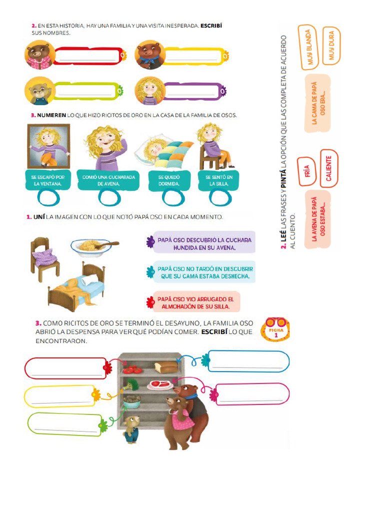 Actividades Ricito de Oro y Matematica | PDF