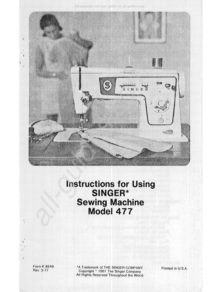 Singer 477 Sewing Machine Instruction Manual | PDF