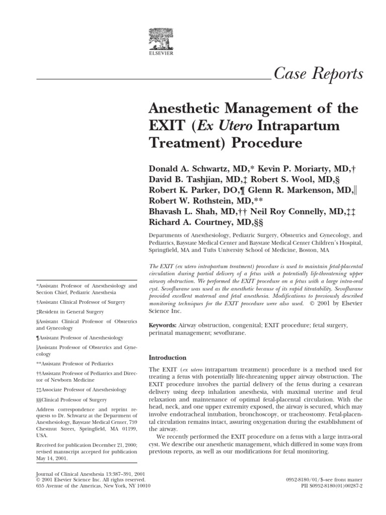 EXIT | PDF | Anesthesia | Childbirth
