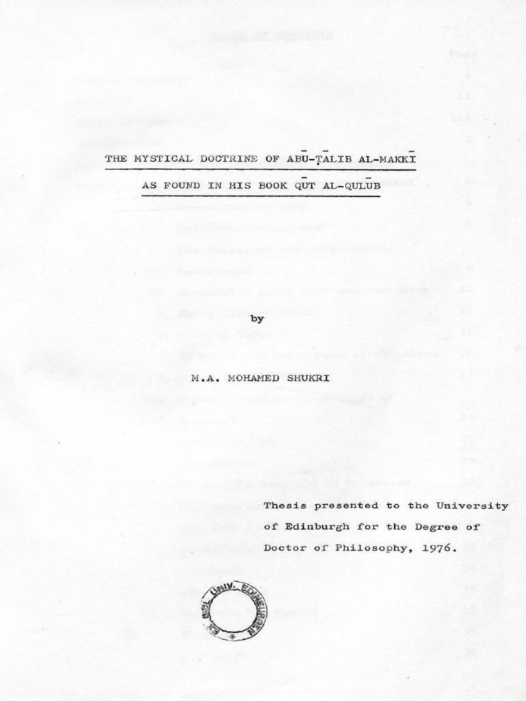 Mystical Doctrine of Abu-Talib al-Makki | PDF | Sufism | Mysticism