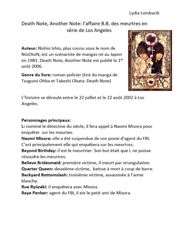 Lydia Death Note | PDF