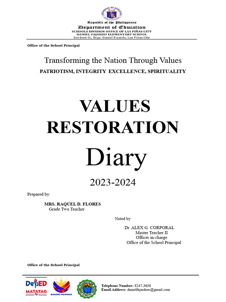 Values Restoration Files Diary 23 24 | PDF