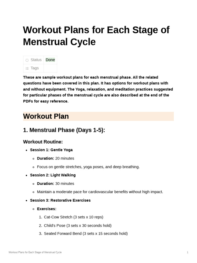 Workout Plans For Each Stage of Menstrual Cycle Updated | PDF | Pilates ...
