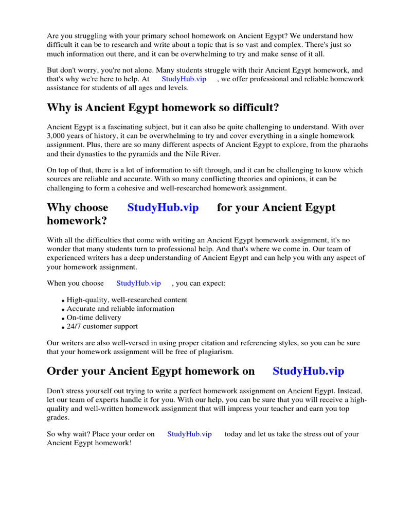 Ancient Egypt Primary Homework Help | PDF | Ancient Egypt | Egyptian ...