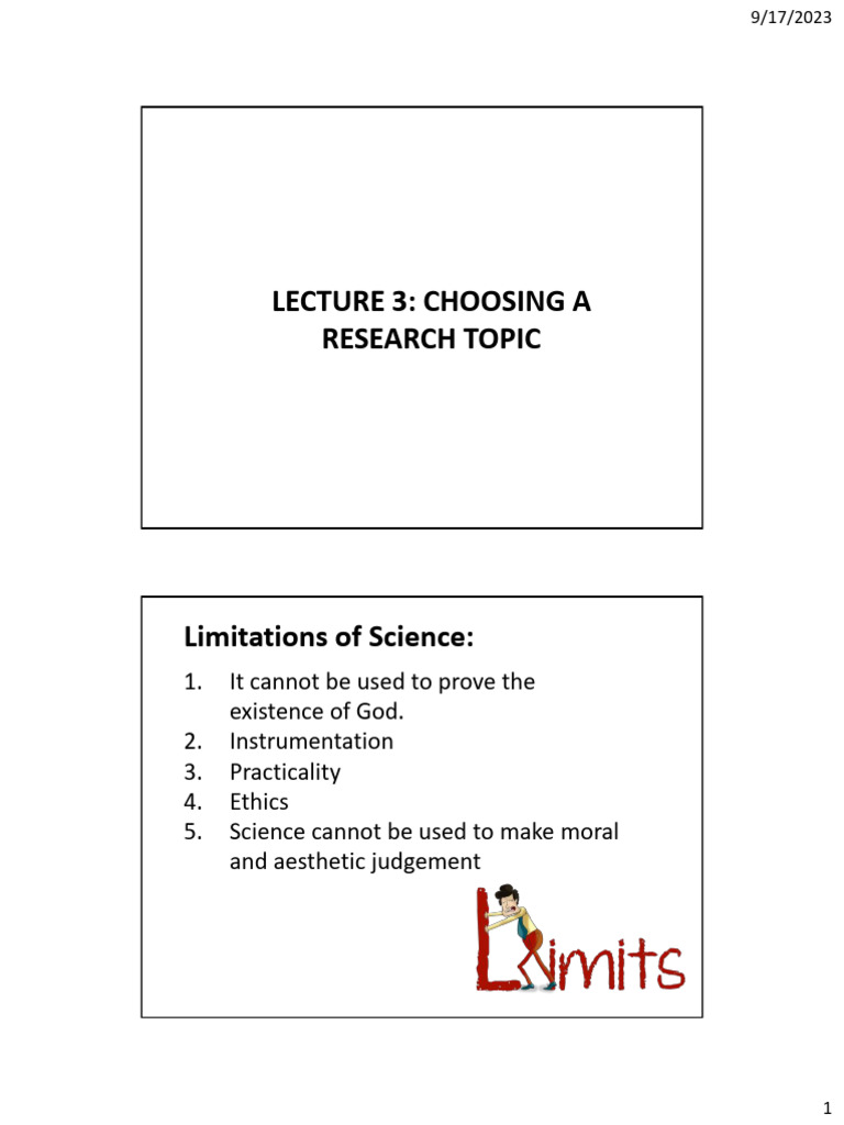 Lecture 3 - Choosing A Research Topic | PDF | Methodology | Thesis