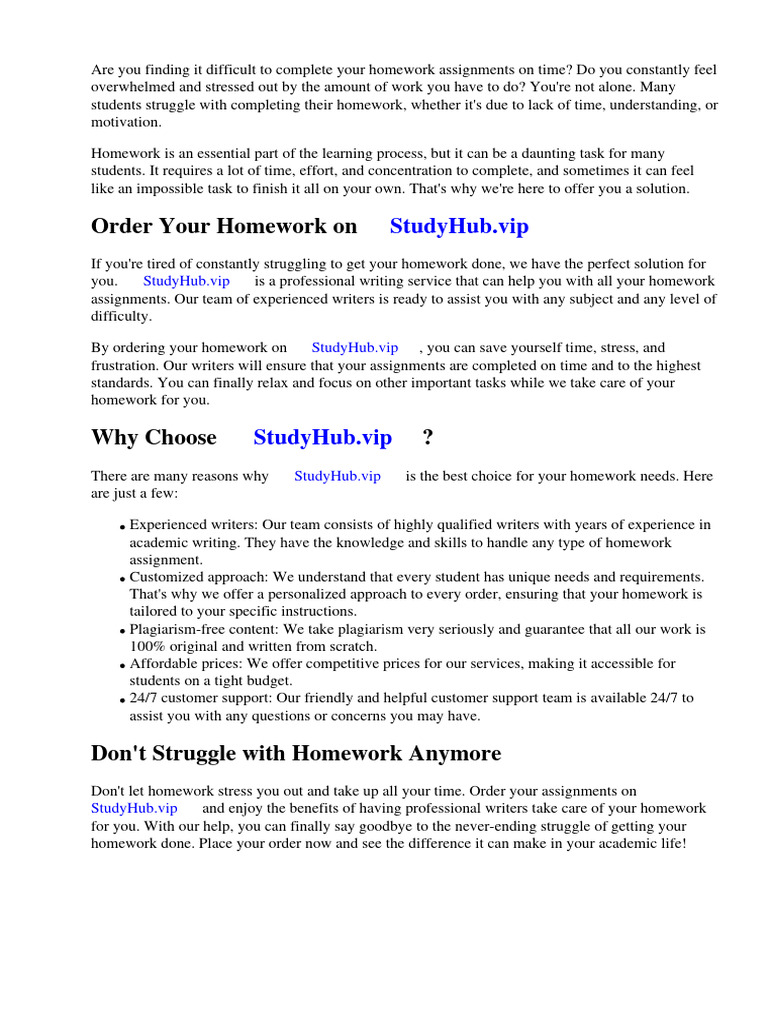 Homework Help: Order Assignments Online | PDF | Homework | Motivation
