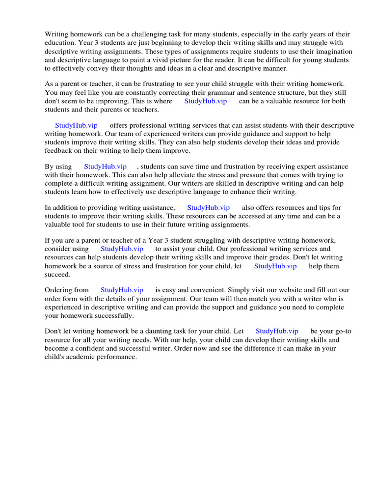 Descriptive Writing Homework Year 3 | Download Free PDF | Essays ...