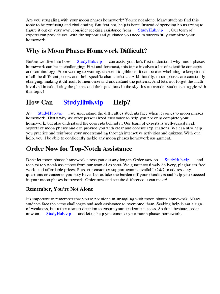 Moon Phases Homework | PDF | Moon | Homework