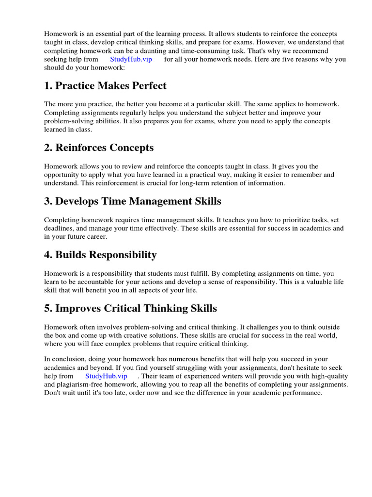 5 Reasons To Do Your Homework | PDF | Homework | Thought