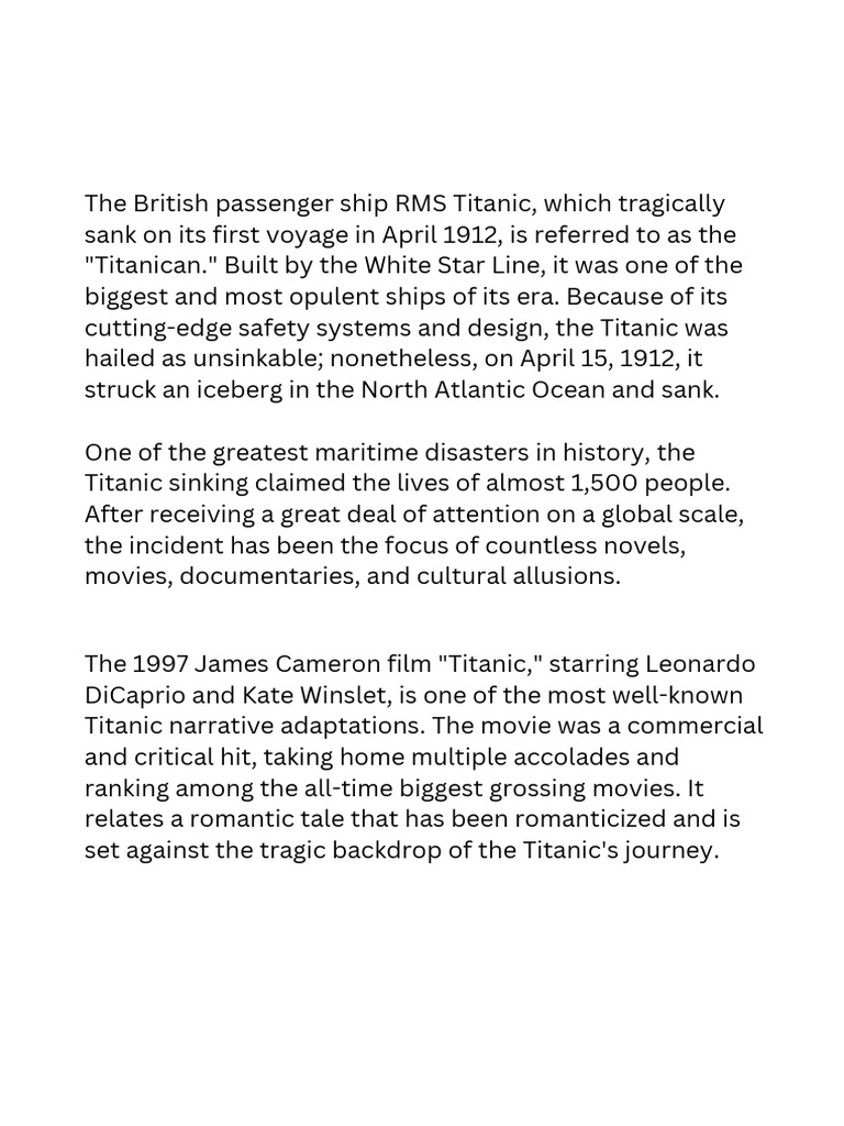 Titanic | PDF | Travel | History
