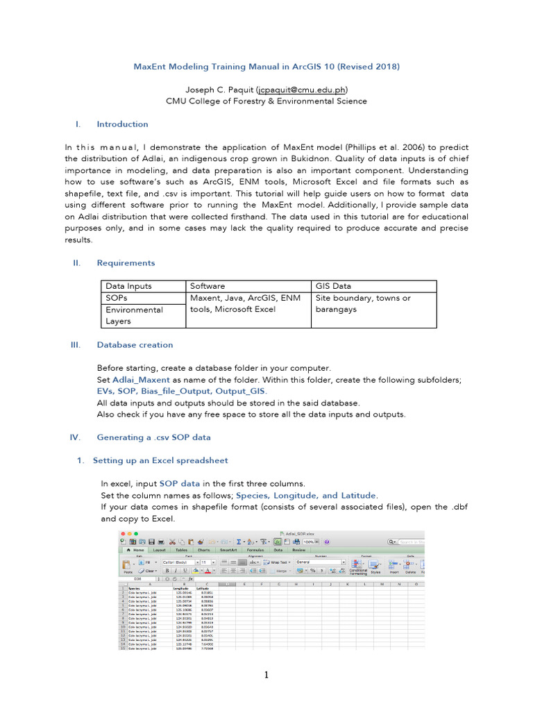 Maxent Modeling Training Manualin Arc GIS10 | PDF | Receiver Operating ...