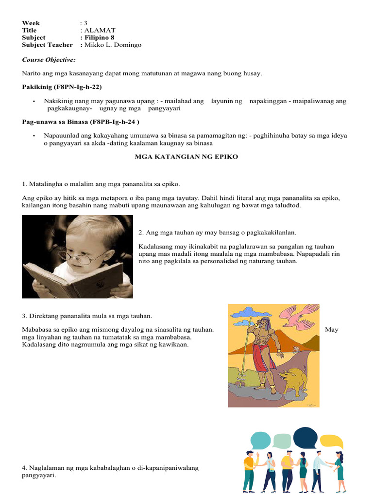 Filipino 8 Week 3 | PDF