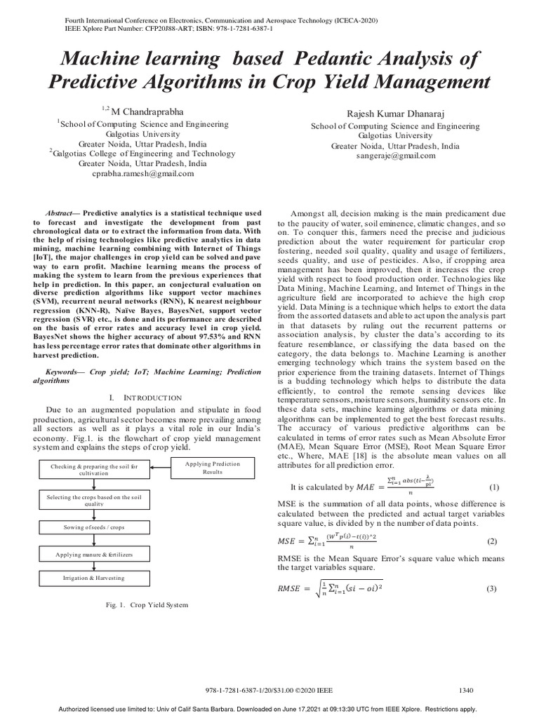 Crop Prediction 2020 KNN | PDF | Machine Learning | Autoregressive Integrated Moving Average