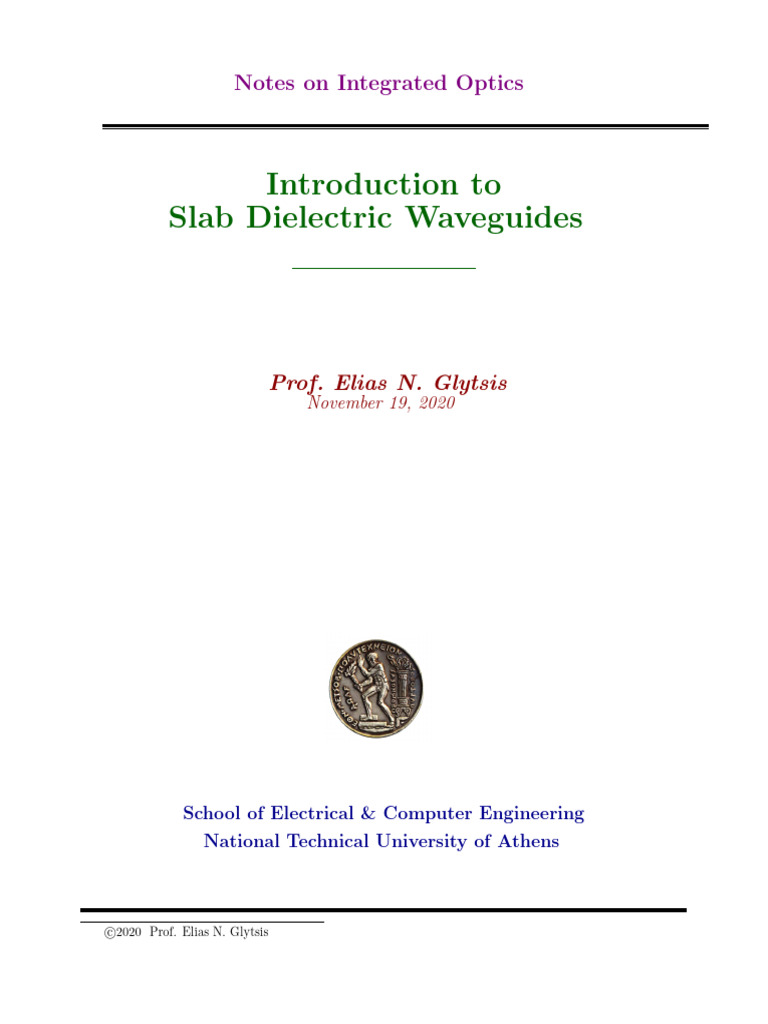 Introduction To Slab Dielectric Waveguides | Download Free PDF | Waveguide | Optics