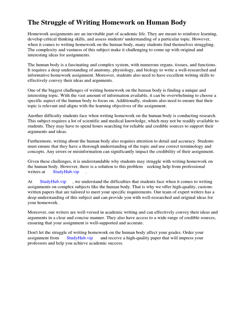 Human Body Homework Ideas | Download Free PDF | Homework | Credibility
