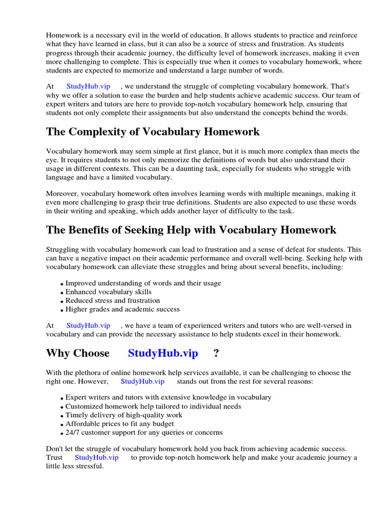 Homework Hawk Vocabulary Level B | PDF | Homework | Vocabulary