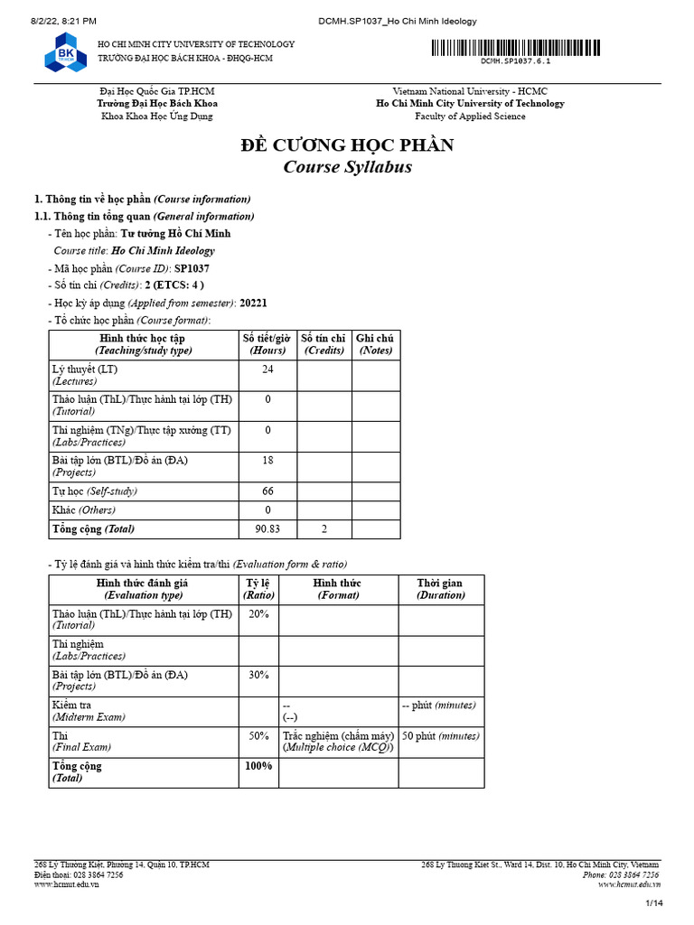 DCMH - SP1037 - Ho Chi Minh Ideology | PDF
