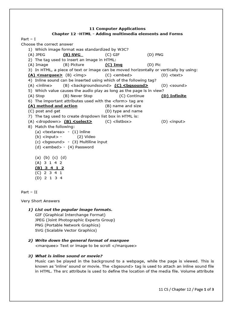 11CA 12 HTML - Adding Multimedia Elements and Forms v2 | PDF | Html ...