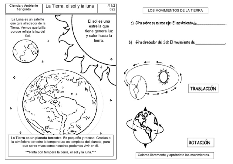 CA La Tierra, El Sol y La Luna 1er Grado Ok | PDF