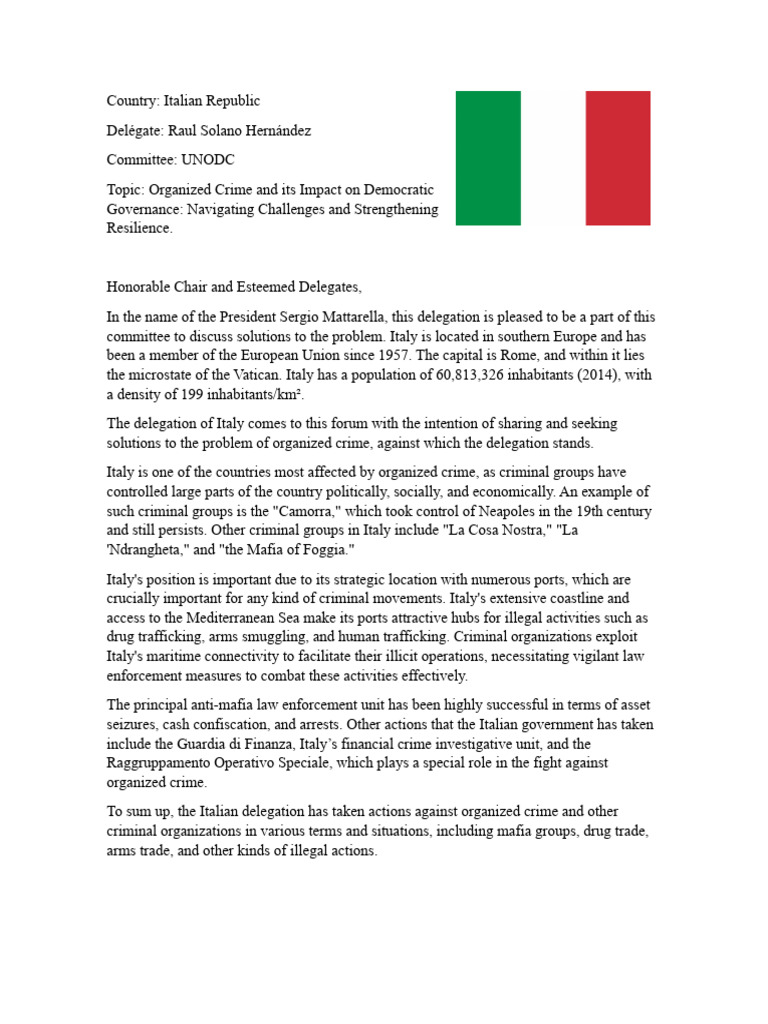 Posicion Paper Italia | PDF | Italy | Sicilian Mafia