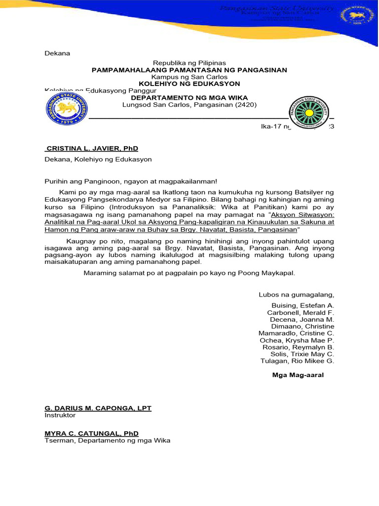 Liham NG Pananaliksik | PDF