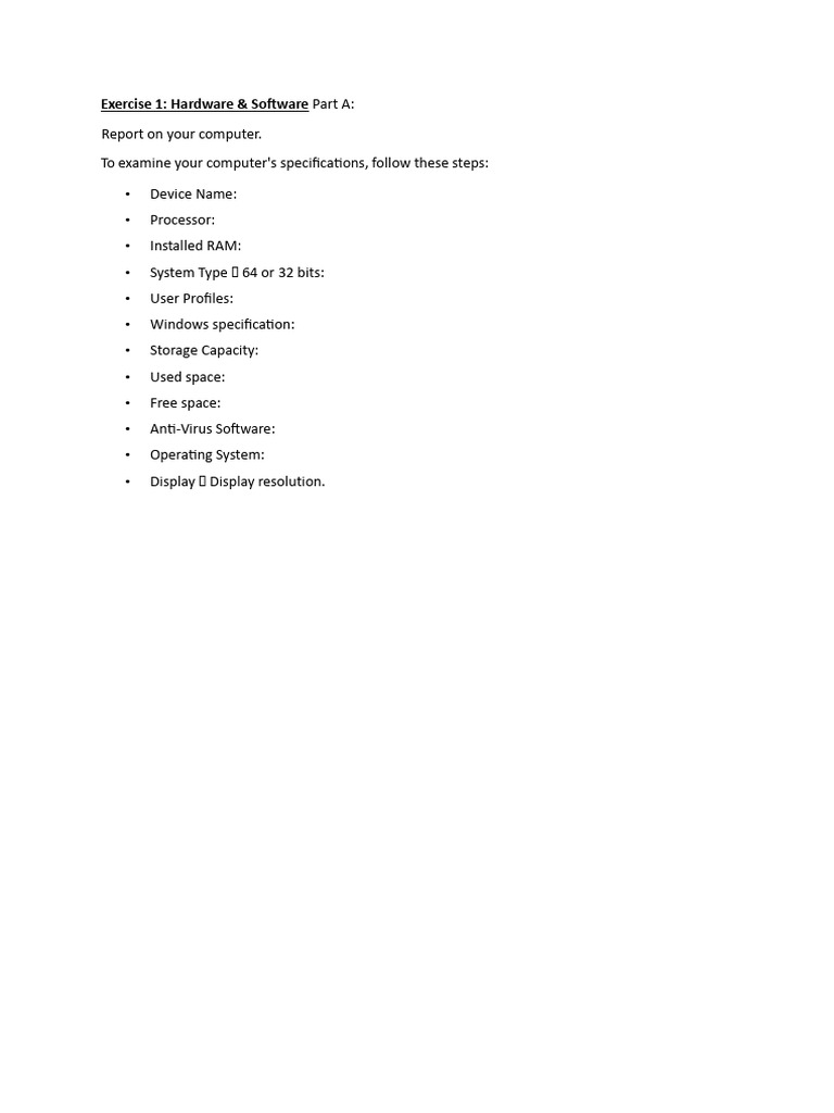 Lab Exercise 1.pdf | PDF | Operating System | Computer Hardware