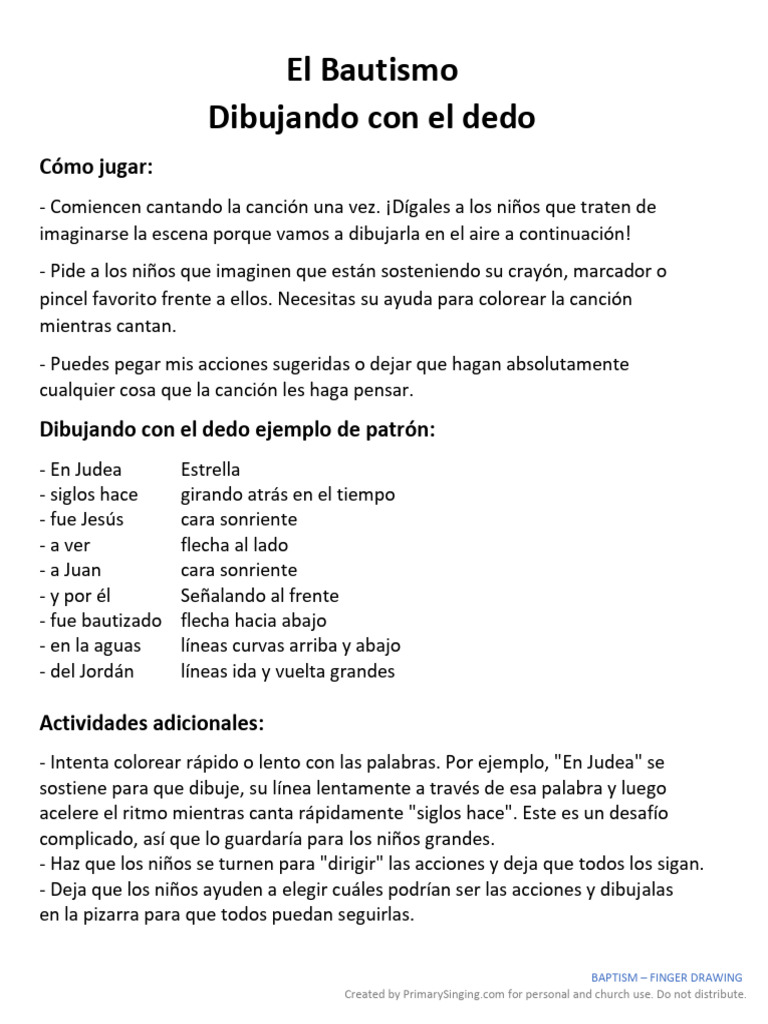 El Bautismo Dibujando Con El Dedo | PDF