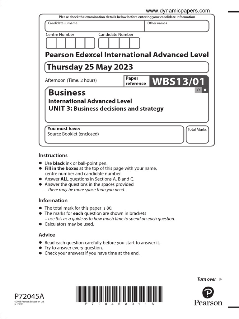 Business Decisions and Strategy Exam Paper | PDF | Business