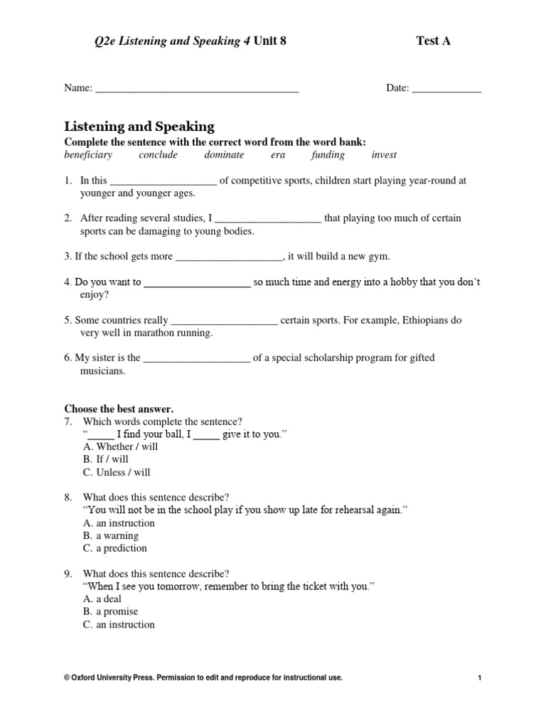Q2e - LS4 - U08 - Test A | PDF