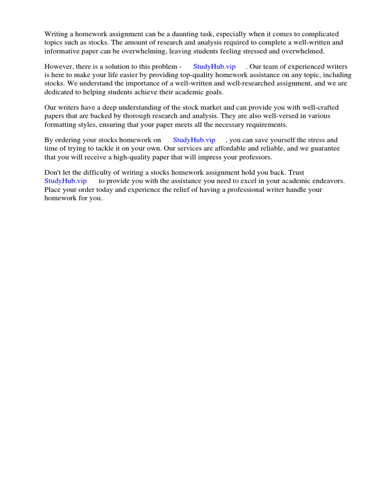 Stocks Homework | PDF | Homework | Teachers