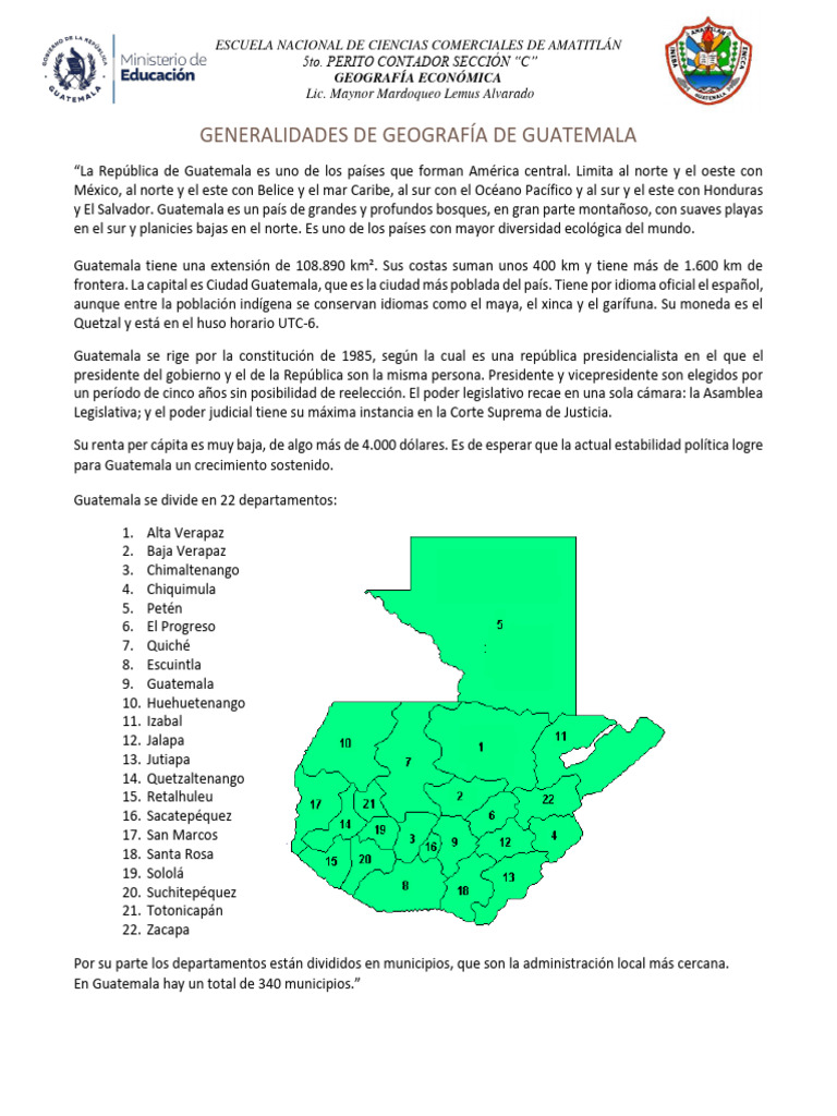 Generalidades de Geografía de Guatemala | PDF | Ciencias de la Tierra ...