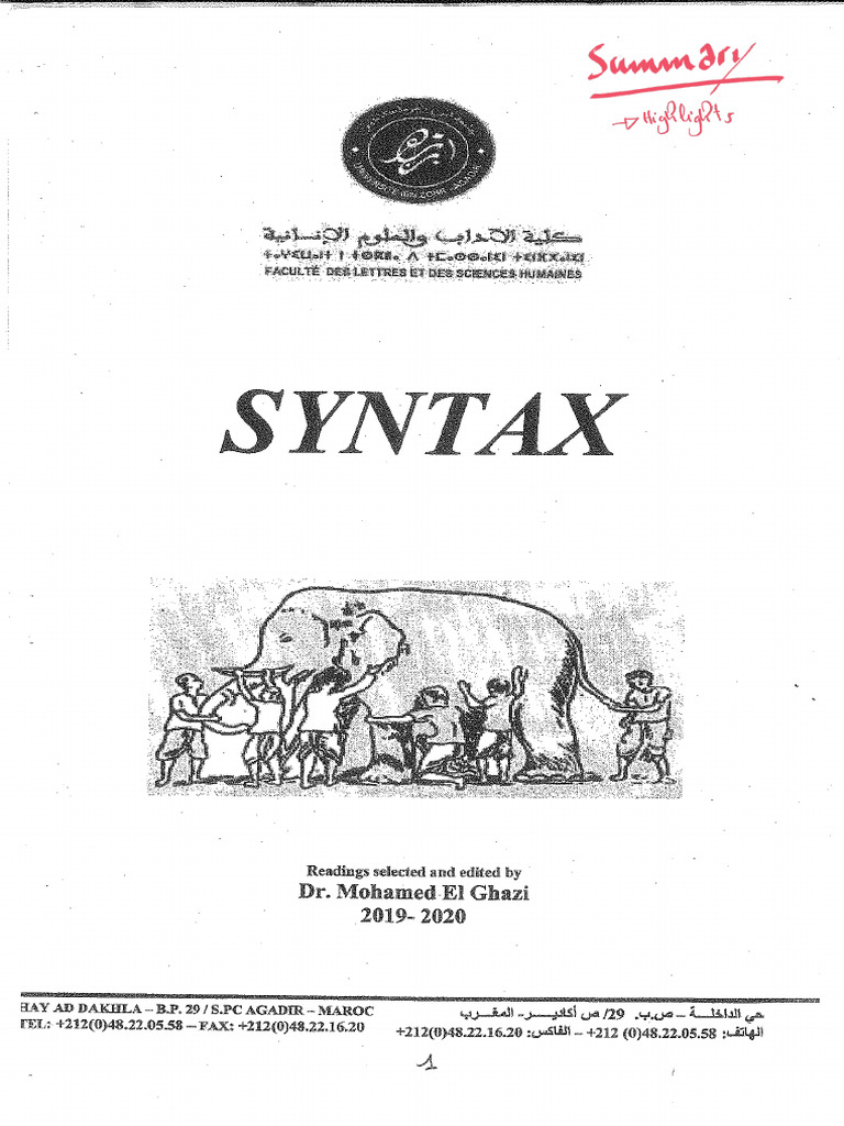 SYNTAX Summary Notes - For Exam | PDF