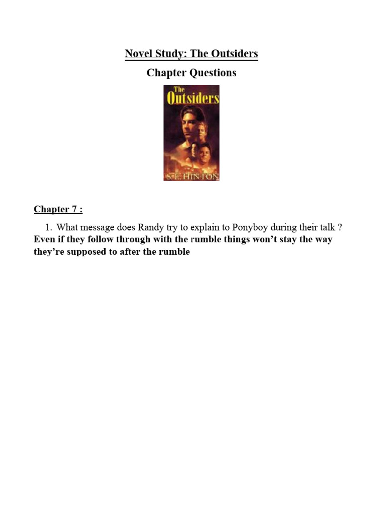 The Outsiders Chapter 7 Questions | PDF | Foreign Language Studies ...