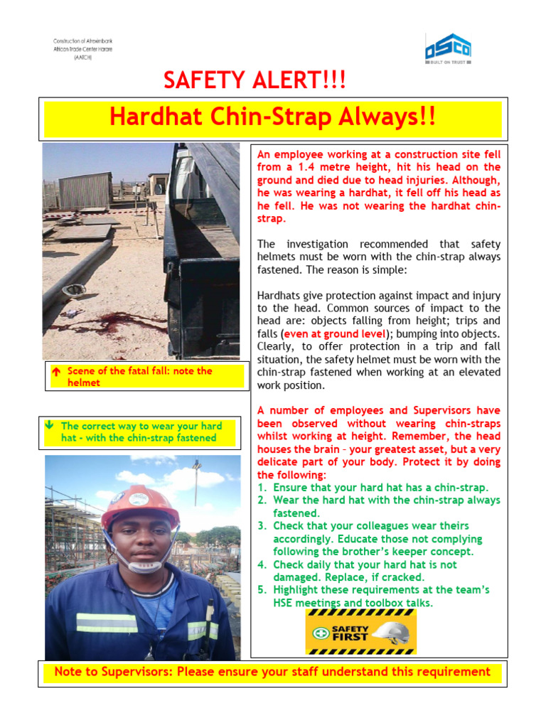 Safety Alert-Hard Hat Chin-Straps | PDF | Working Conditions | Military ...