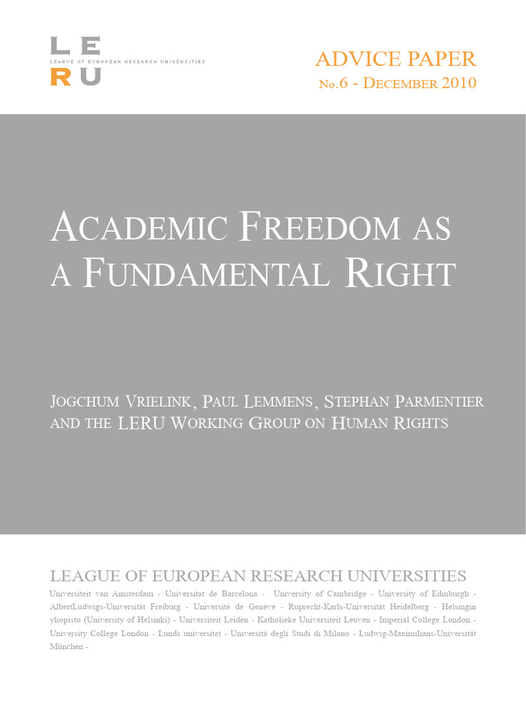 Academic Freedom As A Fundamental Right Full Paper Pdf Academic