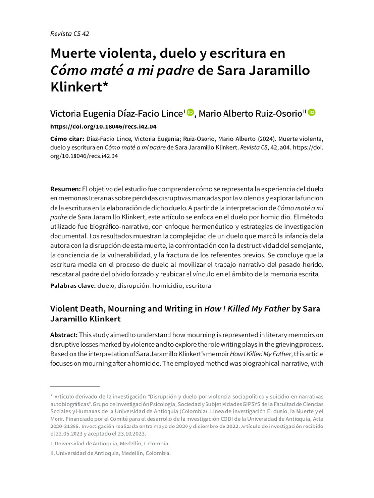 Muerte - Violenta - Duelo - Escritura | PDF | Dolor | Violencia