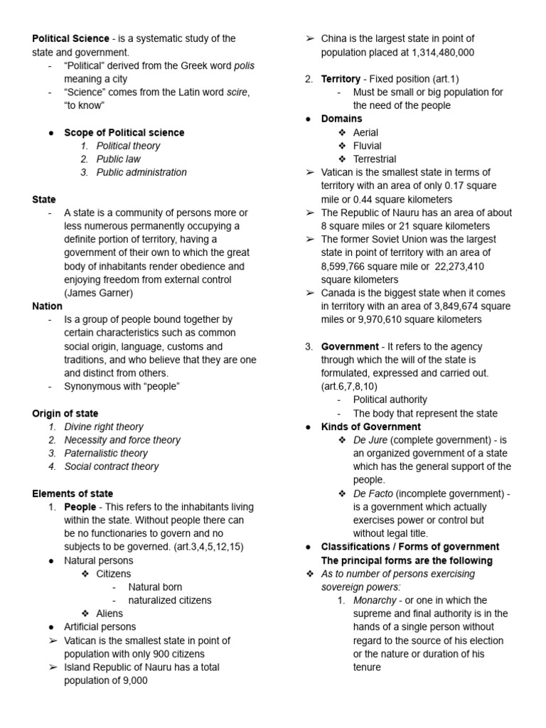 Overview of Political Science Concepts | PDF | Government | Sovereignty